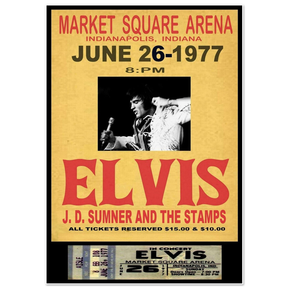 Elvis Presley Last Concert Poster – 1977 Market Square Arena, Indianap ...