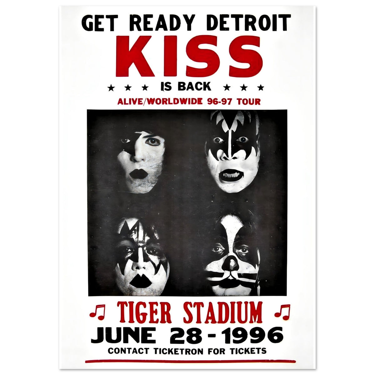 Kiss Tiger Stadium Detroit 1996 Classic Semi-Glossy Paper Poster ...