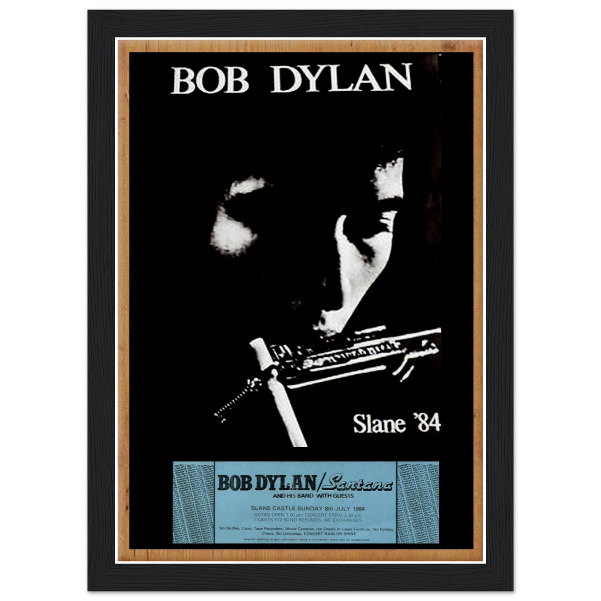 Bob Dylan Slane Castle 1984- Premium Semi-Glossy Paper Wooden Framed P ...
