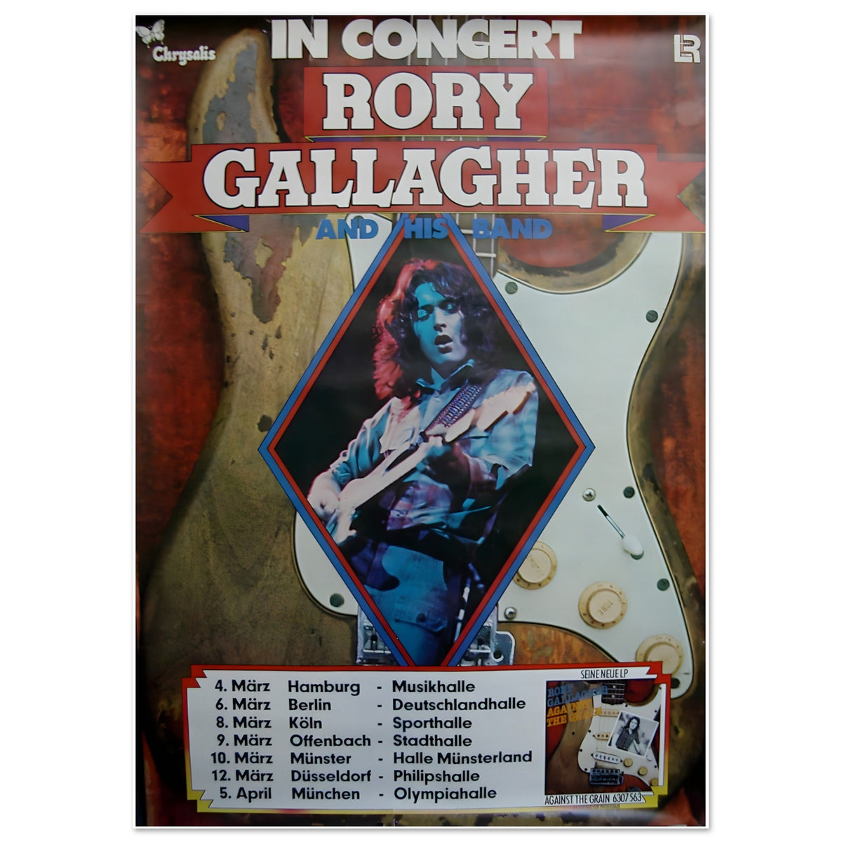 RORY GALLAGHER AGAINST THE GRAIN TOUR POSTER Classic Semi-Glossy Paper ...