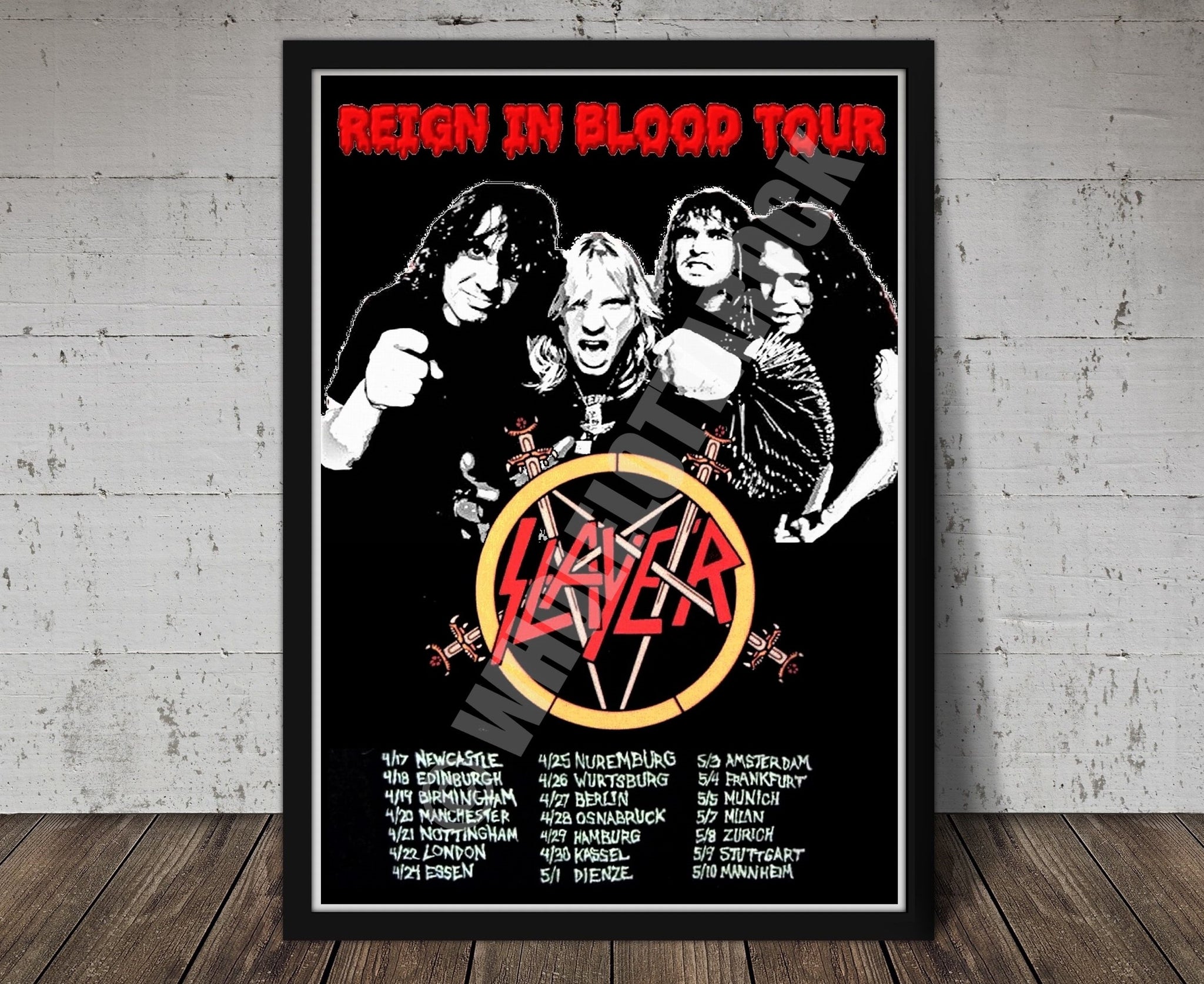 Slayer Vintage Concert Poster Reign In Blood Tour Reproduction Print ...