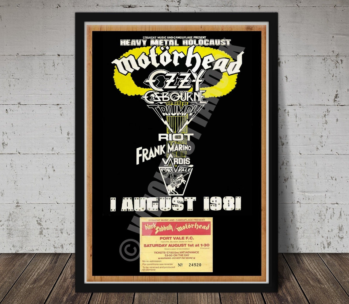Motorhead Vintage Concert Poster Portvale 1981 + Ticket Reproduction P ...