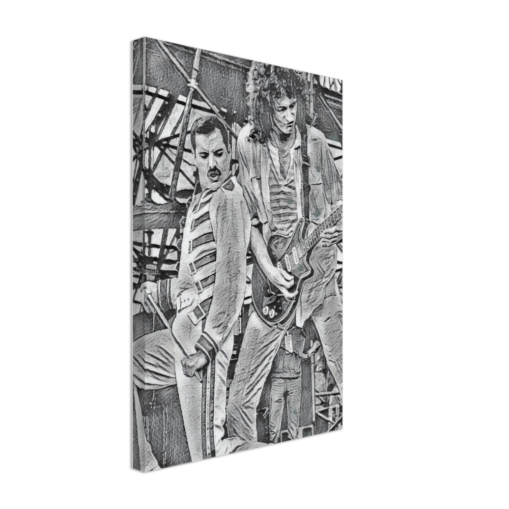 Freddie Mercury and Brian May on stage Slane Castle 1986 Sketch Print ...